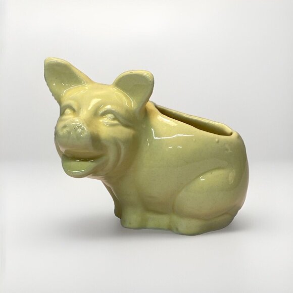 Accents | Vintage Pottery Happy Pig Ceramic Planter Hog Figure Flower ...